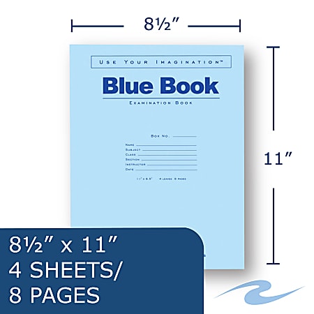 Roaring Spring Wide Ruled Examination Book 8 12 x 11 8 Sheets Blue ...