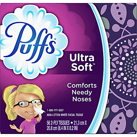 Puffs Ultra Soft 2 Ply Facial Tissue White 56 Tissues Per Box Case Of ...