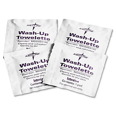 Medline Wash Up Cleansing Towelettes 7 12 x 4 12 White 100 Towelettes ...