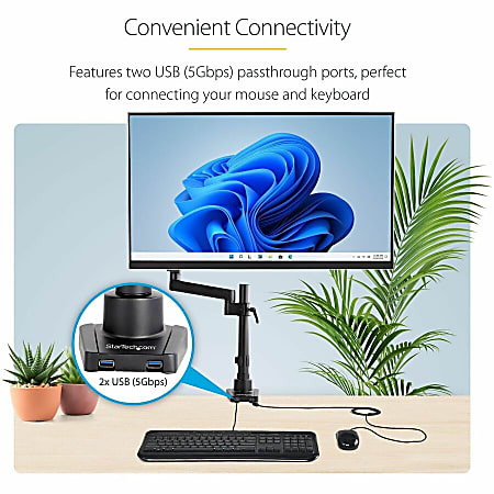 StarTech.com Desk Mount Monitor Arm with 2x USB 3.0 ports Full Motion ...