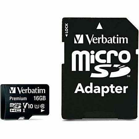 Verbatim 16GB Premium microSDHC Memory Card with Adapter UHS I V10 U1 ...