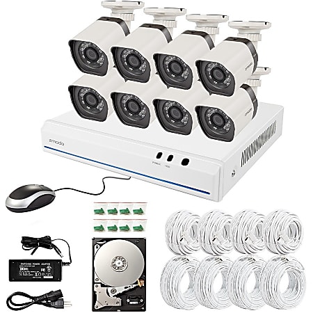 Zmodo 8 Channel 720p NVR system with 8 HD IP Cameras 2TB HDD - Office Depot