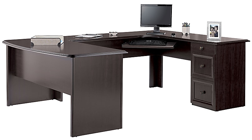 Realspace Broadstreet 65 W U Shaped Executive Corner Desk Walnut ODP Business Solutions