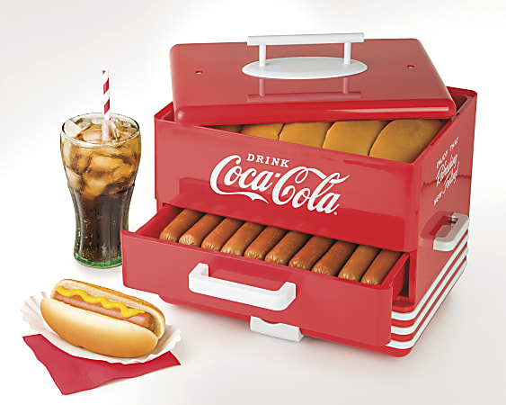Nostalgia Electrics Large Coca Cola nbspHot Dog Steamer Red - Office Depot