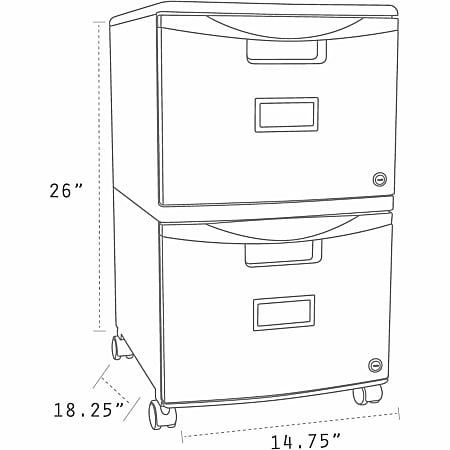 Storex 26 D Vertical 2 Drawer File Cabinet Plastic Black - Office Depot