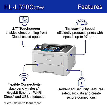 Brother HL L3280CDW Wireless Compact Digital Laser Color Printer With ...