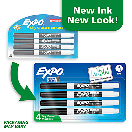 EXPO Low Odor Dry Erase Markers Fine Point Black Pack Of 4 - Office Depot
