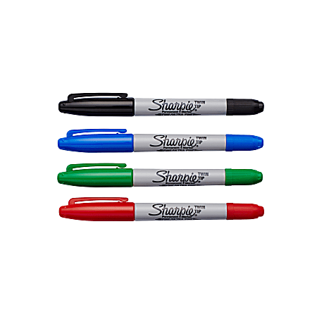 Sharpie Twin Tip Permanent Markers Assorted Basic Colors Pack Of 4 ...