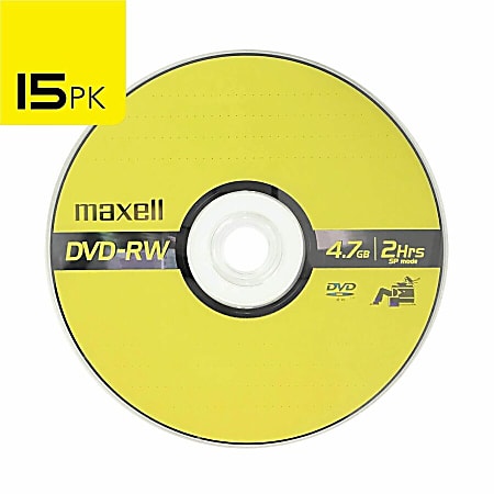 Maxell DVD RW Rewritable Media Discs 4.7GB120 Minute Pack Of 15 ...
