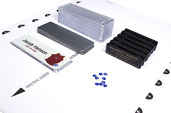 The Mighty Badge Gemcover Name Badge Kit 1 x 3 Capri Blue Pack Of 10 ...