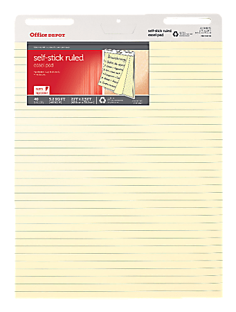 Office Depot Brand Bleed Resistant Self Stick Easel Pads 25 x 30 40 Sheets 30percent Recycled ...