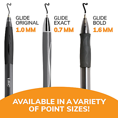 BIC Glide Bold Ballpoint Pens Bold Point 1.6 mm Translucent Barrel ...
