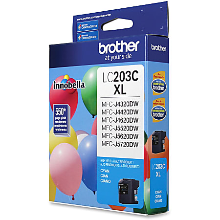 Brother LC203 Cyan High Yield Ink Cartridge LC203C - Office Depot