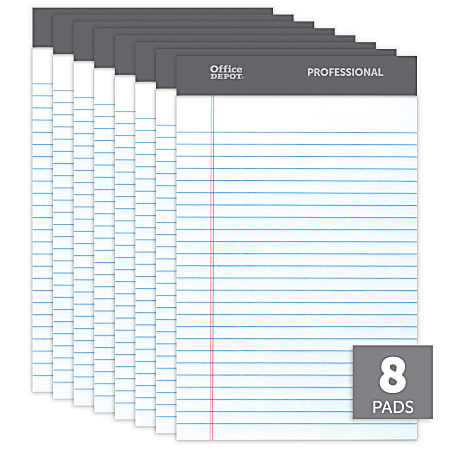 Office Depot Brand Professional Writing Pads 5 x 8 Narrow Ruled 50 ...