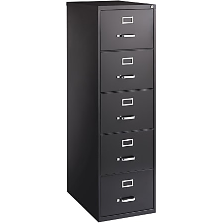 Lorell Fortress 26 12 D Vertical 5 Drawer Legal Size File Cabinet Black ...