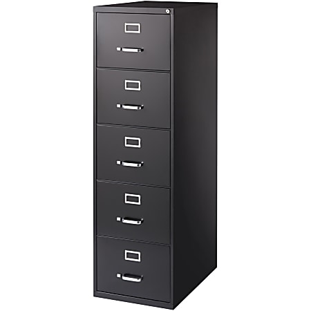 Lorell Fortress 26 12 D Vertical 5 Drawer Legal Size File Cabinet Black ...