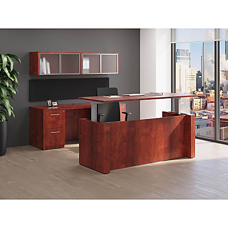 Lorell Essentials 48 W x 24 D Rectangular Shell Computer Desk Cherry ...