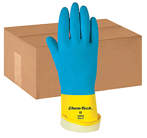 MCR Safety Chem Tech Latex Gloves Large Box Of 12 - Office Depot