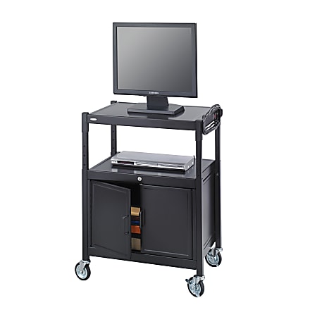 Safco Steel Adjustable AV Carts With CabinetAdjust.42 H x 24 W x 18 D ...