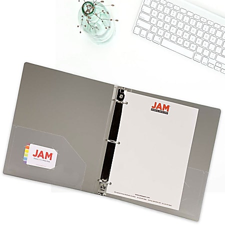 JAM PAPER 3 Ring Plastic Binder 1.5 inch Smoke Gray Sold Individually ...