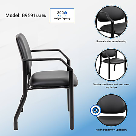 Boss Office Products Mid Back Guest Chair With Arms Black - Office Depot