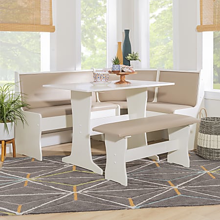 Linon Kenton Faux Leather Nook With Storage 33 45 H x 63 34 W x 48 15 D ...