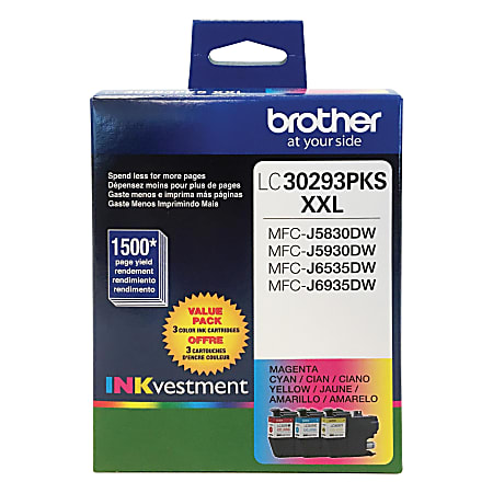 Brother® LC3029 High-Yield Cyan, Magenta, Yellow Ink Cartridges, Pack ...