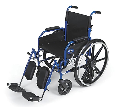 Medline Hybrid 2 Transport Wheelchair Elevating 18 Seat Blue - Office Depot