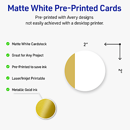 Avery Printable Round Cards With Sure Feed Technology 2 Matte White ...