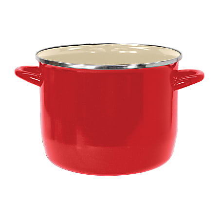 Vasconia 8 Qt Steel Stockpot With Glass Lid 7 716 x 9 58 x 9 1316 Red ...