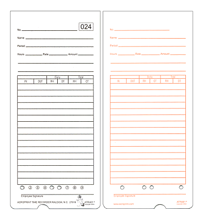 Acroprint ATR480 WeeklyBi WeeklyMonthly Time Cards 2 Sided 3 38 x 7 12 ...