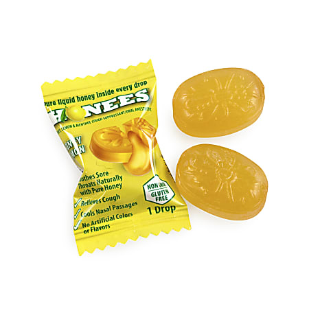 Honees Cough Drops Honey Lemon 20 Per Pouch Case Of 6 Pouches - Office Depot