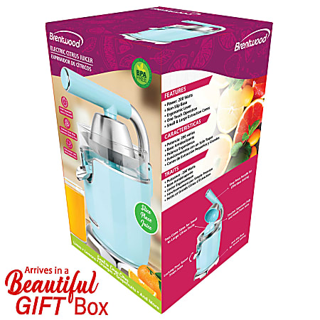 Brentwood 200 Watt Electric Citrus Juicer with 2 Cones and Stainless ...