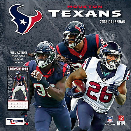 Turner Licensing NFL Team Wall Calendar 12 x 12 Houston Texans January ...