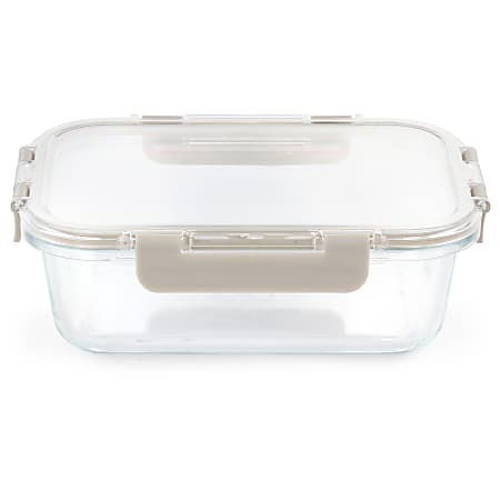Martha Stewart Rectangular Glass Container With Snap On Lid 35 Oz Taupe ...