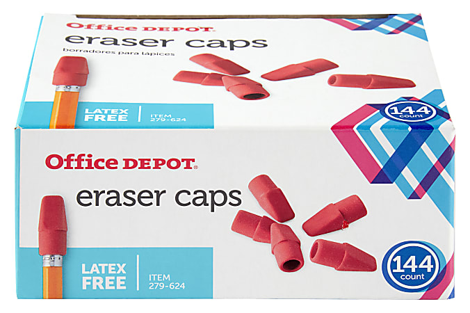 Office Depot Brand Eraser Caps Red Box Of 144 - Office Depot