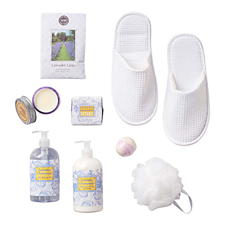 Hickory Farms Lavender Spa Gift Basket 8 items - Office Depot