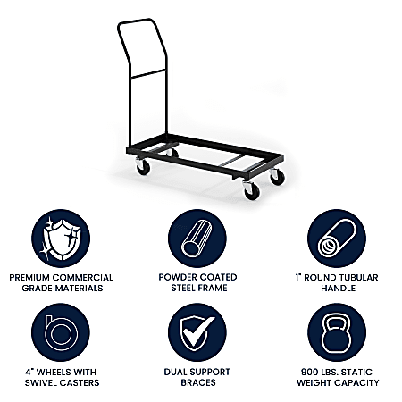 Flash Furniture Folding Chair Dolly 41 12 H x 18 12 W x 39 12 D Black ...