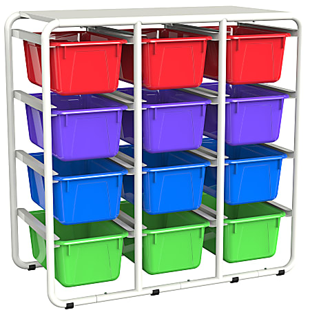 Storex Storage Rack With 12 Cubby Bins 27 12 H x 27 78 W x 13 516 D ...