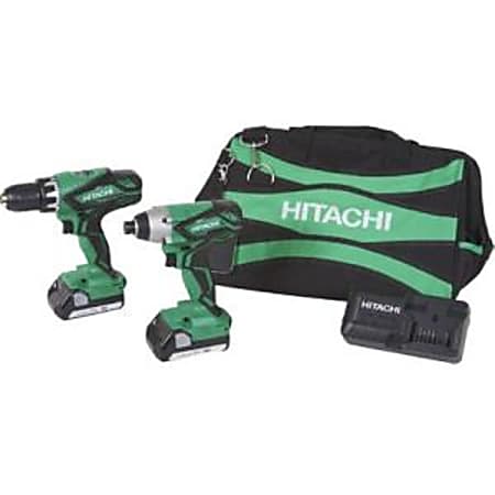 Hitachi KC18DGL 18V Lithium Ion Driver Drill Impact Driver Combo Kit - Office Depot