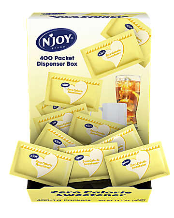 NJOY Sucralose Packets With Dispenser Yellow Box Of 400 - Office Depot