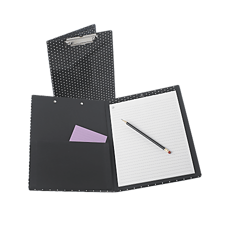 Realspace® Paperboard Padfolio Clipboard, Black Dot