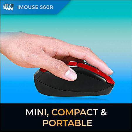 Adesso iMouse S60R Wireless RF Programmable Nano Optical Mouse Red ...