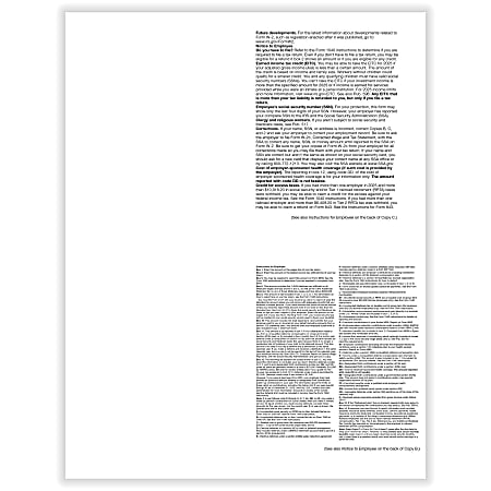 ComplyRight W 2 Tax Forms Employee s Copies B C 2 2 Combined 4 Up Box ...