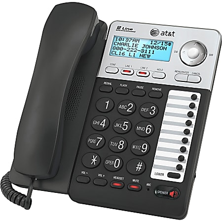AT T ML17929 2 Line Corded Phone with Caller IDCall Waiting Black ...