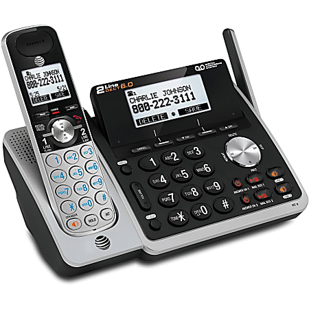 AT T TL88102 DECT 6.0 Digital 2 Line Cordless Phone With Answering ...