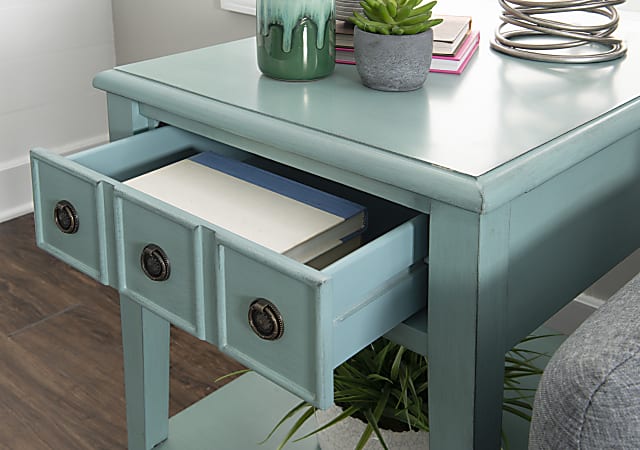 Powell Southam Side Table 26 H x 20 W x 24 D Teal - Office Depot