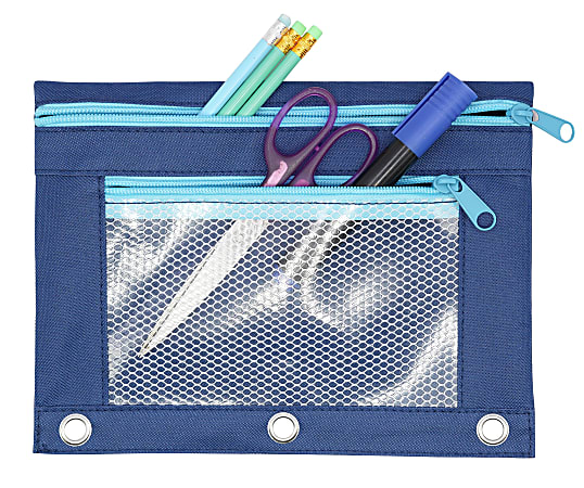 Office Depot Brand Pencil Pouch With Mesh Window 7 x 9 34 NavyLight ...