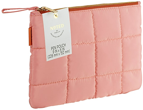 Noted By Post it Pen Pouch With Zipper 9 H x 6 W x 58 D Quilted Pink ...