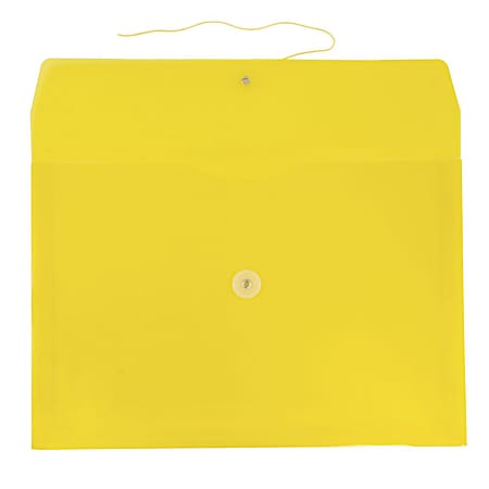 JAM Paper Plastic Booklet Envelopes Legal Size 9 34 x 14 12 Button String Closure Yellow Pack Of ...